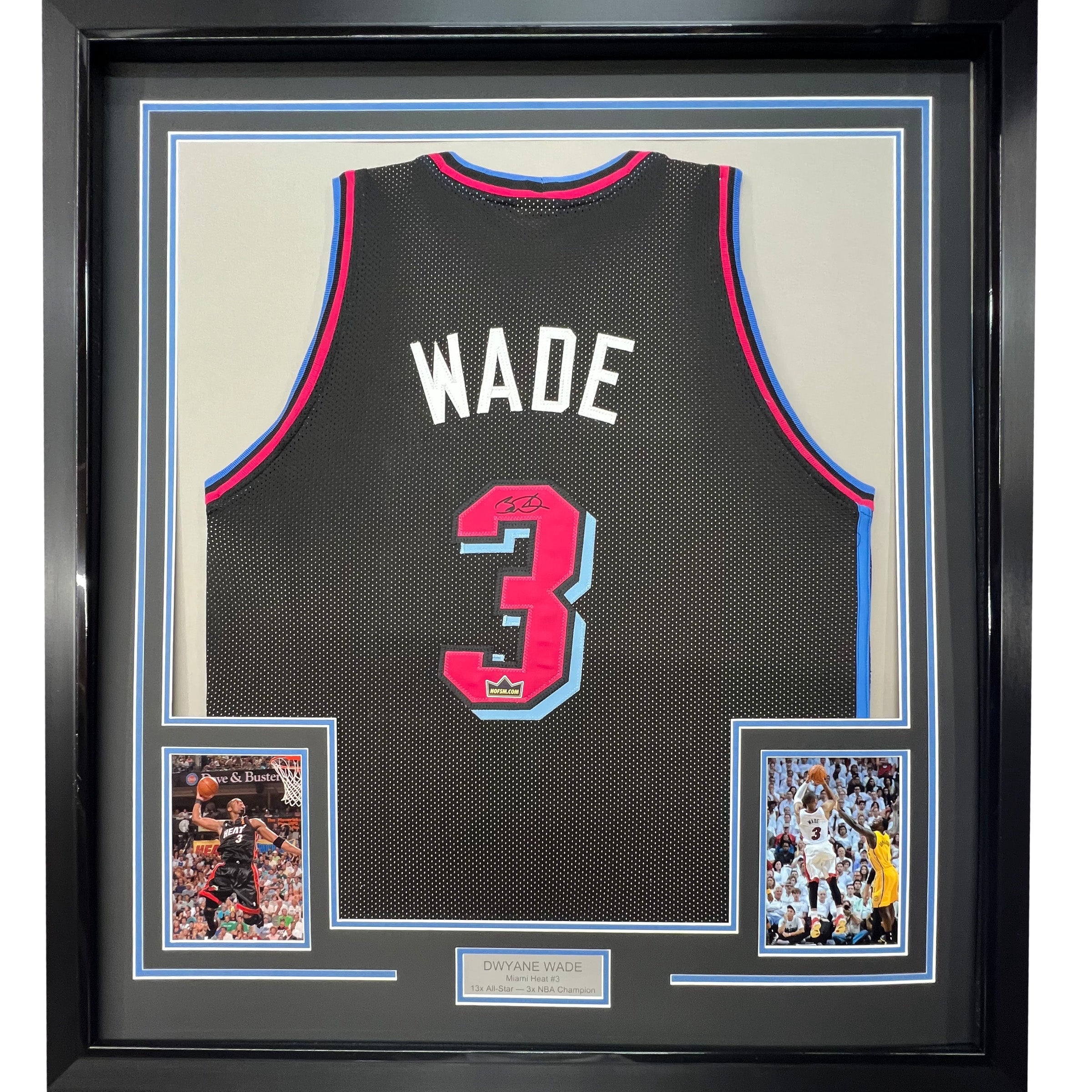 Framed Facsimile Autographed Dwyane Wade 35x39 Miami Black Vice City ...