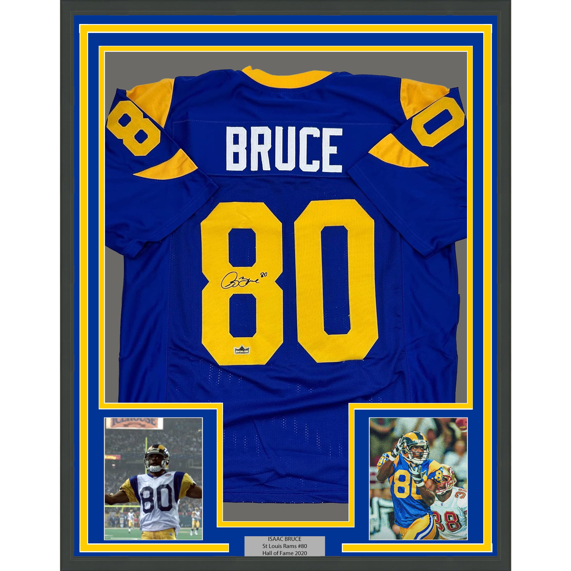 Framed Facsimile Autographed Isaac Bruce 35x39 St. Louis Royal Blue ...