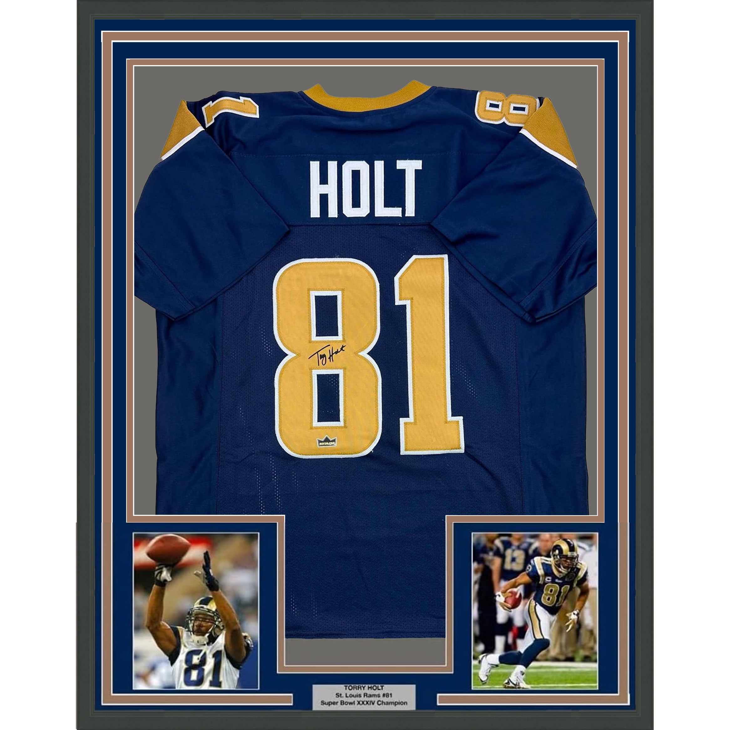Framed Facsimile Autographed Torry Holt 35x39 St. Louis Navy Blue ...