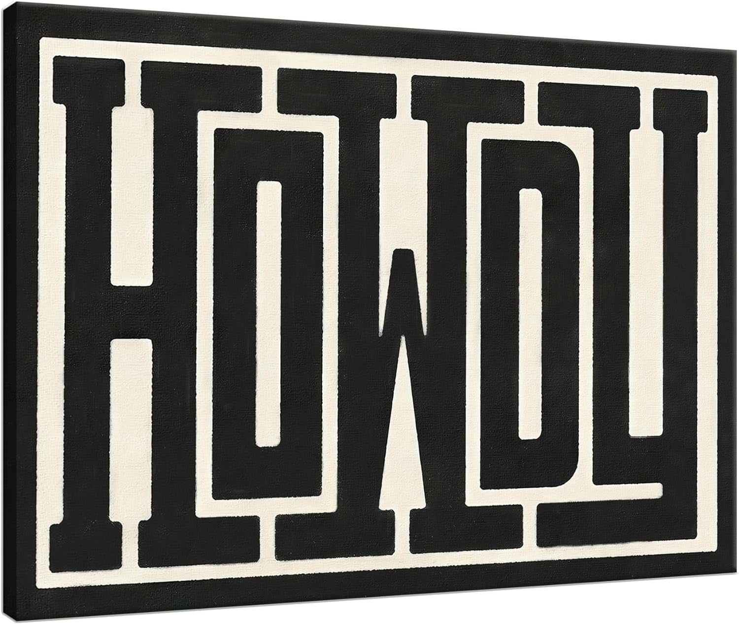 Framed Funky Big Howdy Canvas Wall Art Western Modern Decor Black and ...
