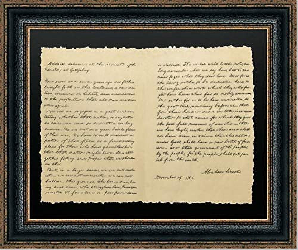 Framed Gettysburg Address | Historic Document in Single Mat | 21L X 25W ...