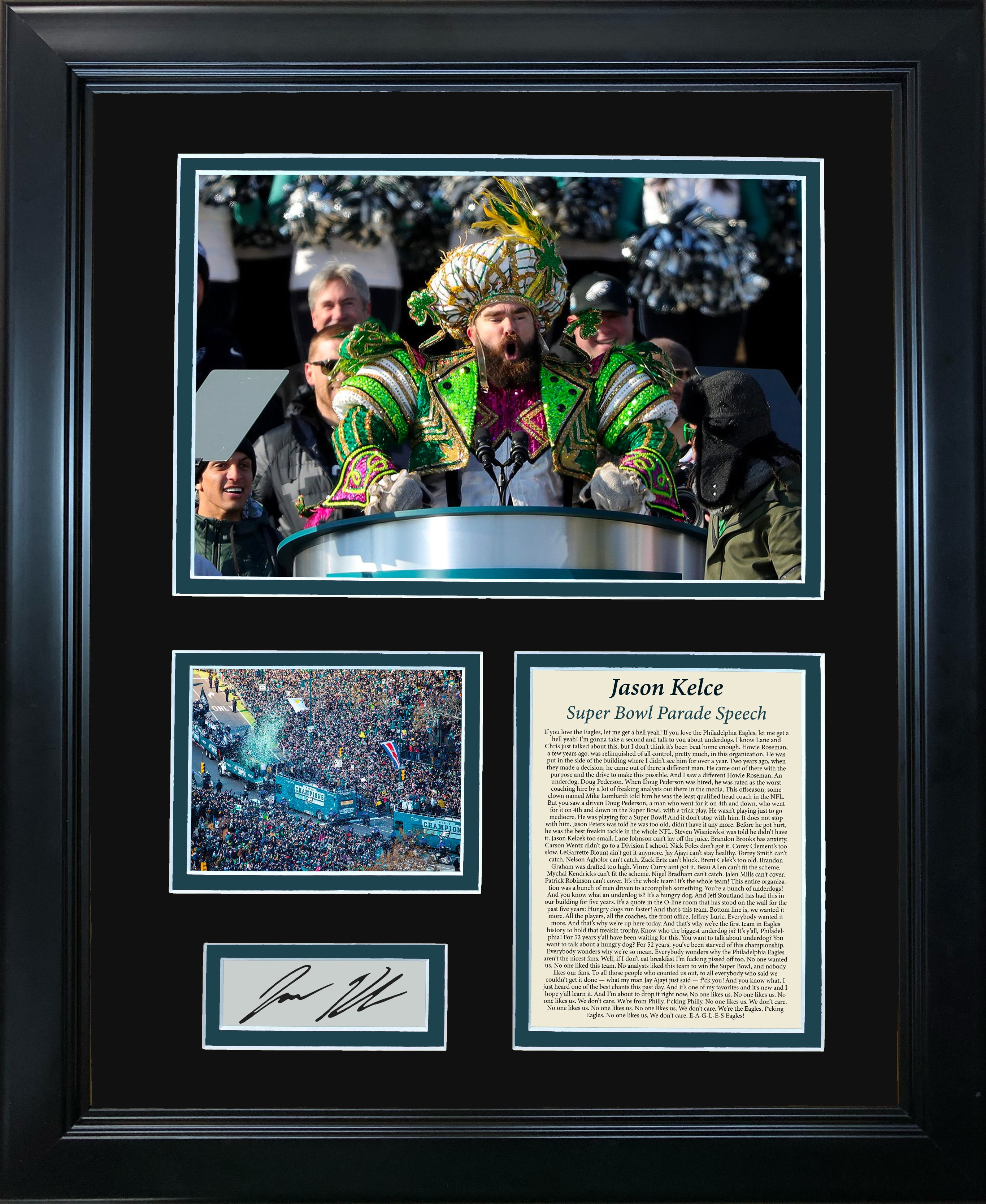 "Framed Jason Kelce Parade Speech Transcript, Super Bowl LII, Facsimile ...