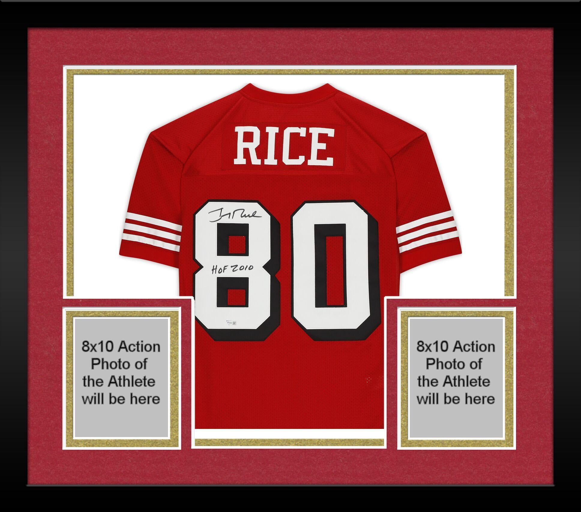 Framed Jerry Rice San Francisco 49ers Autographed Red Mitchell & Ness ...