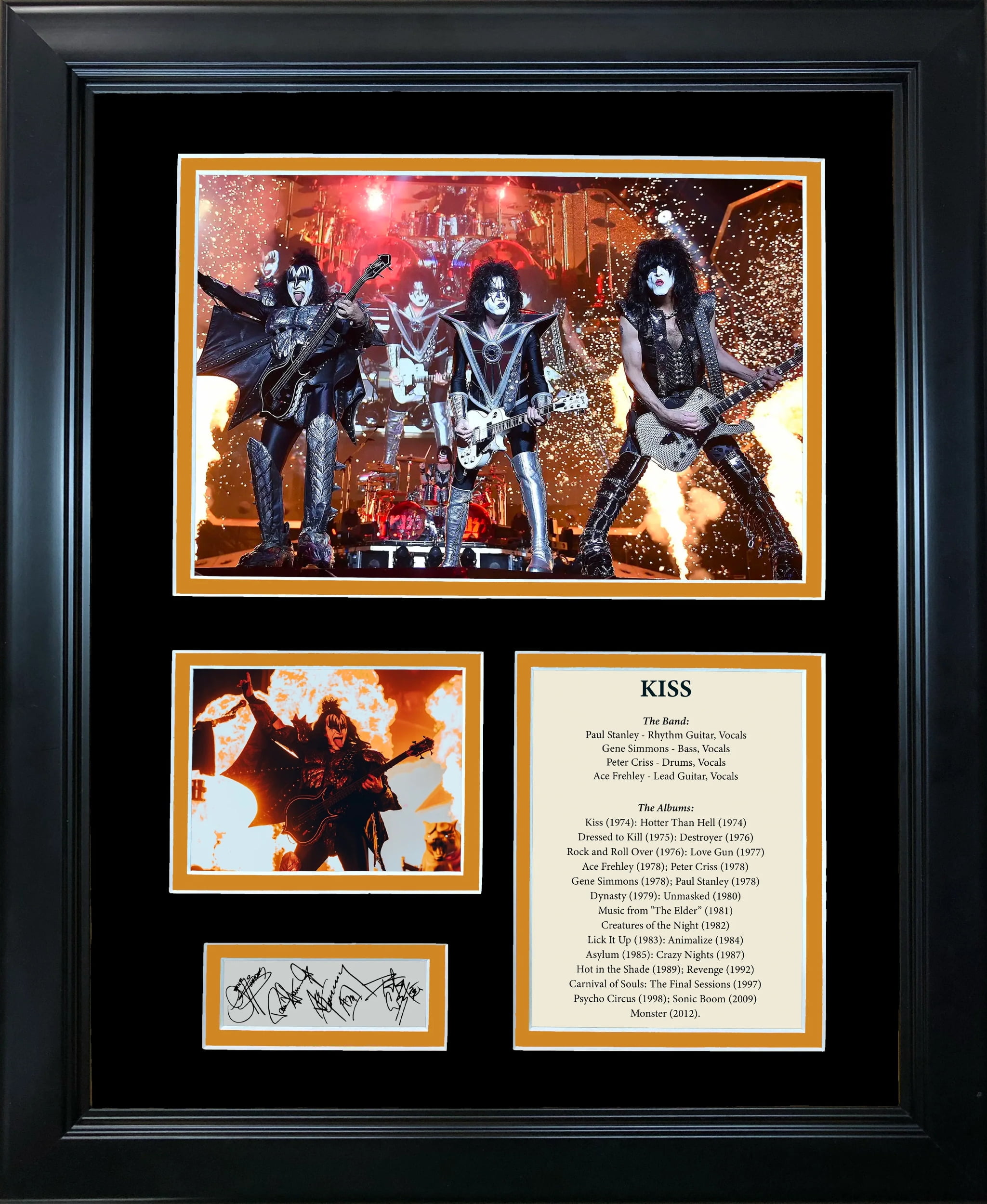 Framed KISS Band Facsimile Laser Engraved Signature Auto 11"x14" Music ...