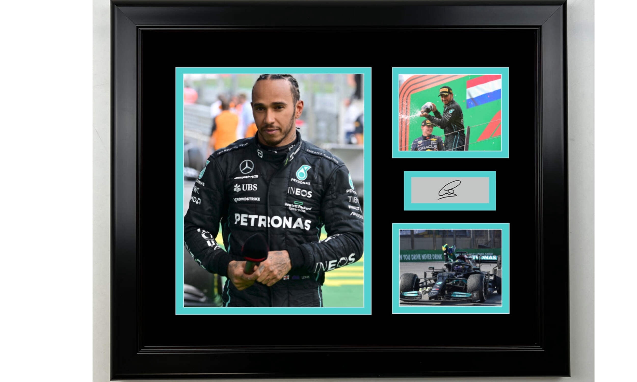 Framed Lewis Hamilton F1 Facsimile Laser Engraved Signature 14x11 3 ...