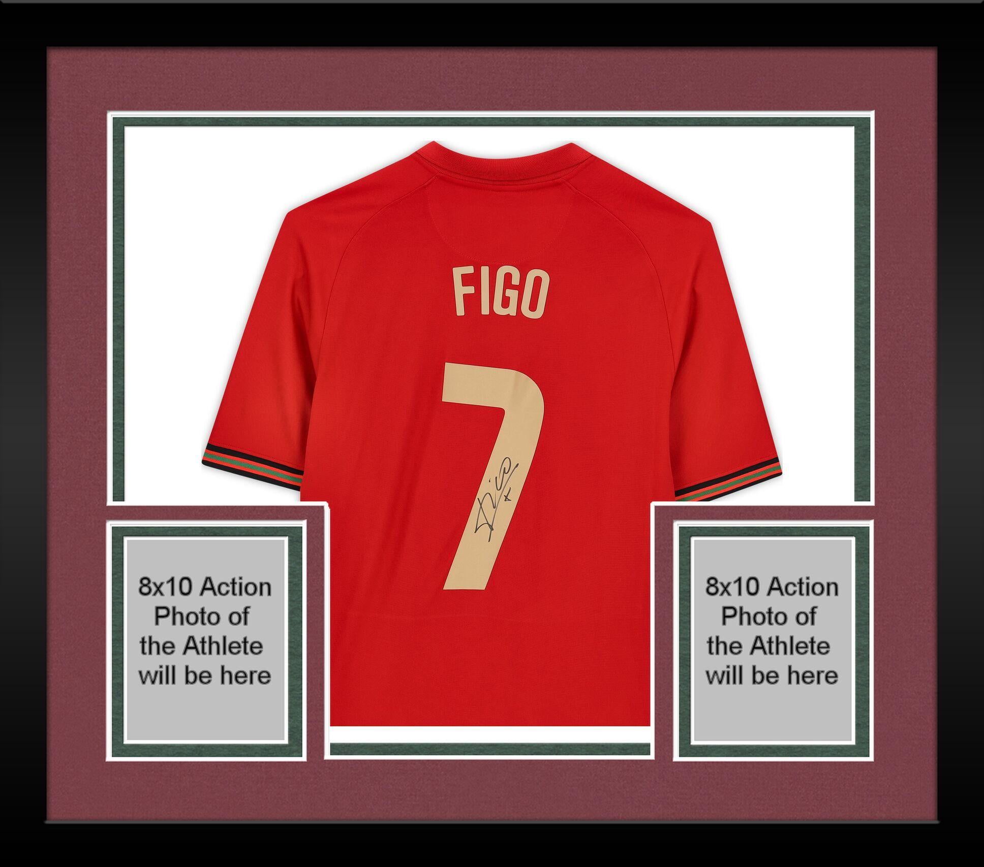 Framed Luis Figo Portugal National Team Autographed 2020-21 Home Jersey ...