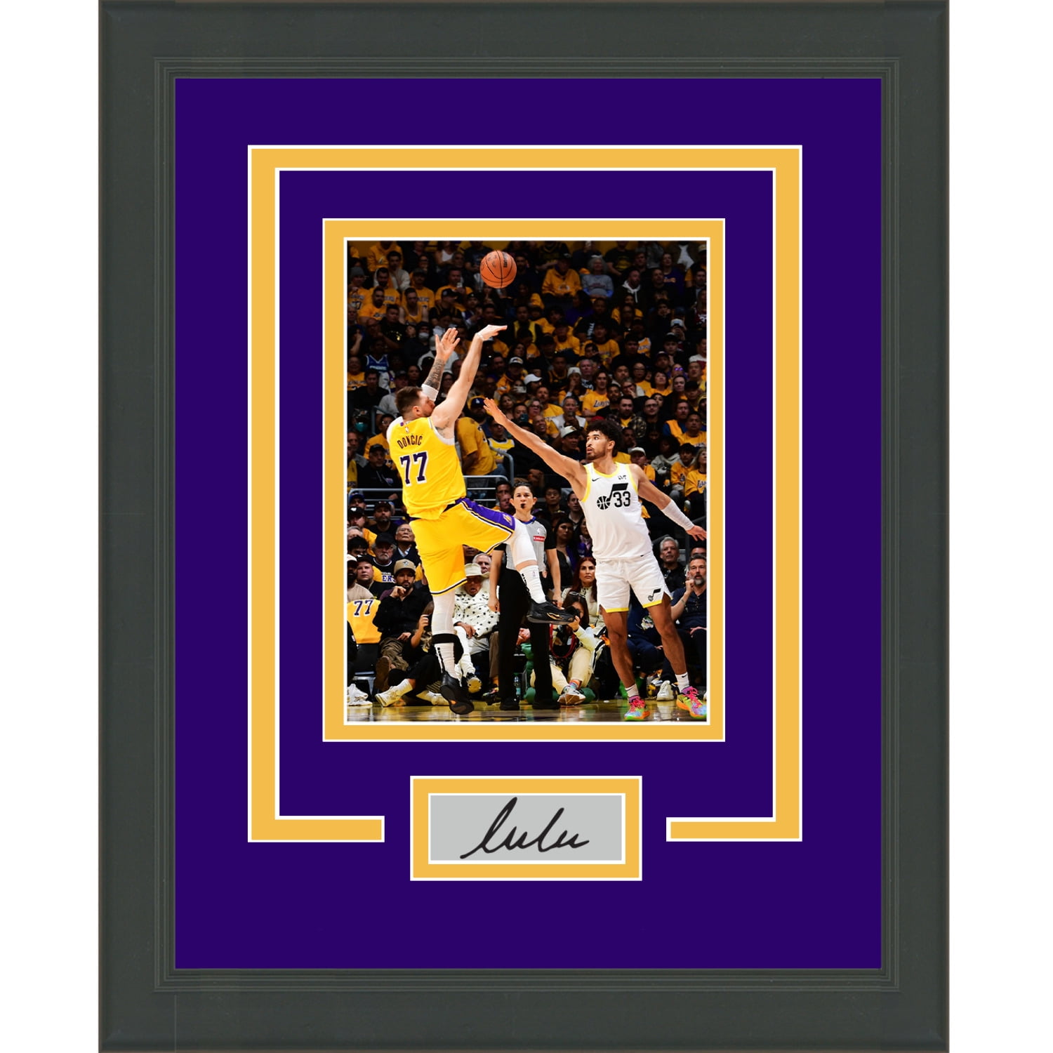 Framed Luka Doncic Debut Fadeaway Facsimile Laser Engraved Signature ...
