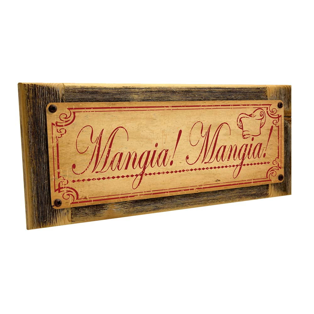 Framed Mangia, Mangia 4"x12" Metal Sign, Wall Décor for Kitchen and ...