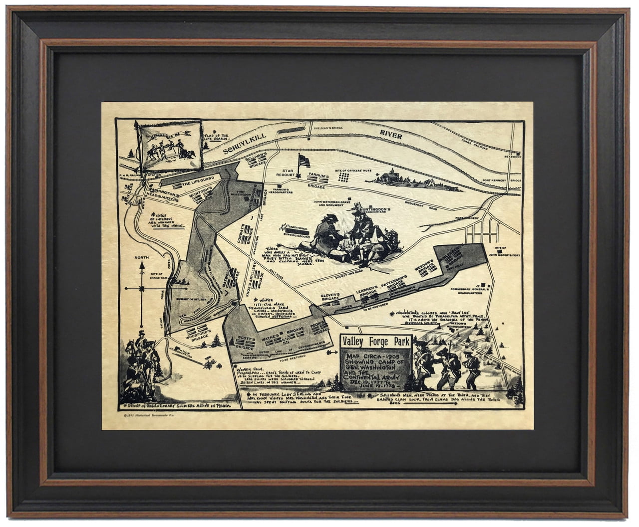 Framed Map and Story of Washington's Encampment at Valley Forge ...