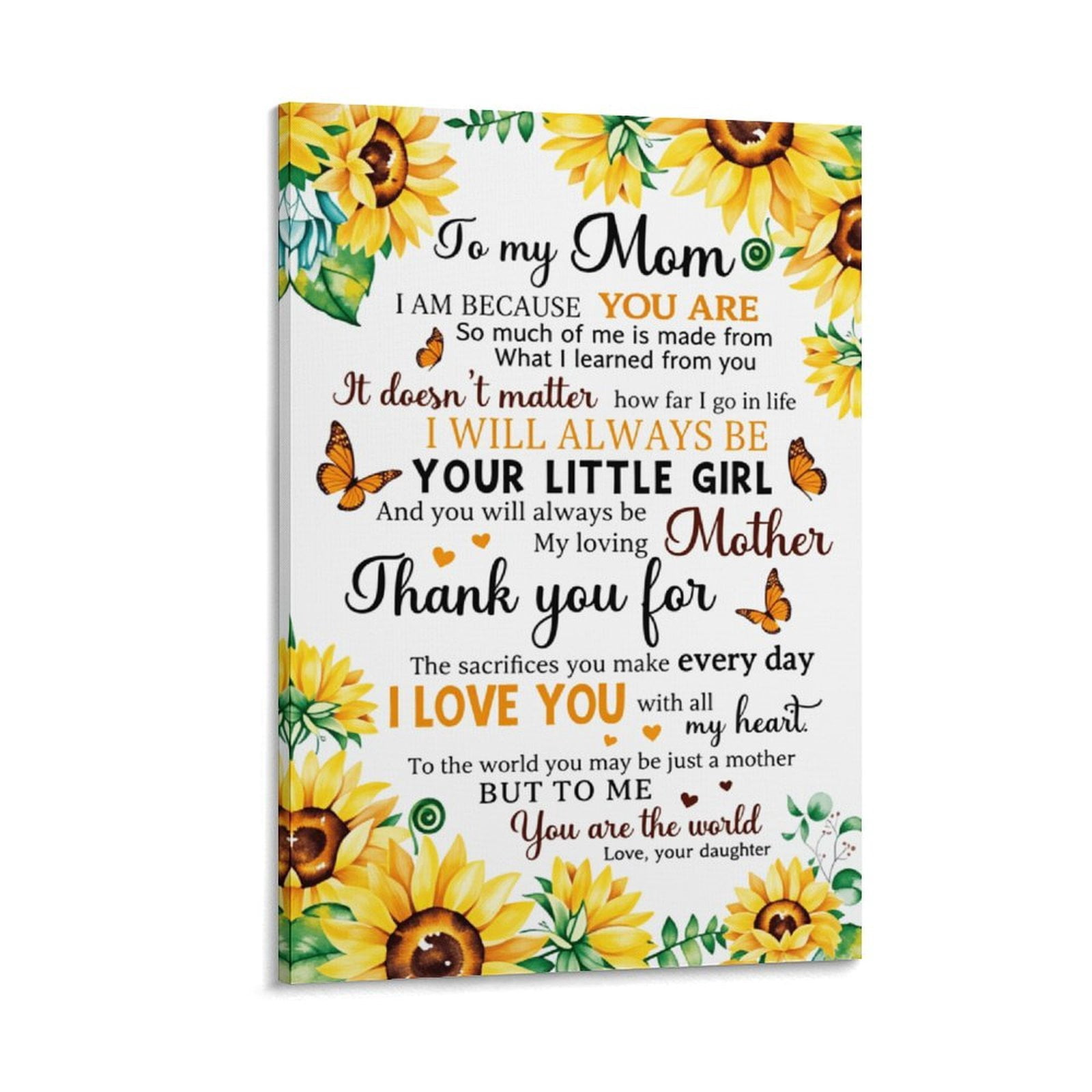 Framed To My Mom Meaningful Gifts, I Love You Saying Canvas Wall Art ...
