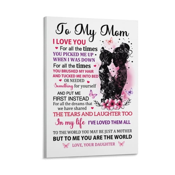 Framed To My Mom Meaningful Gifts, I Love You Saying Canvas Wall Art ...