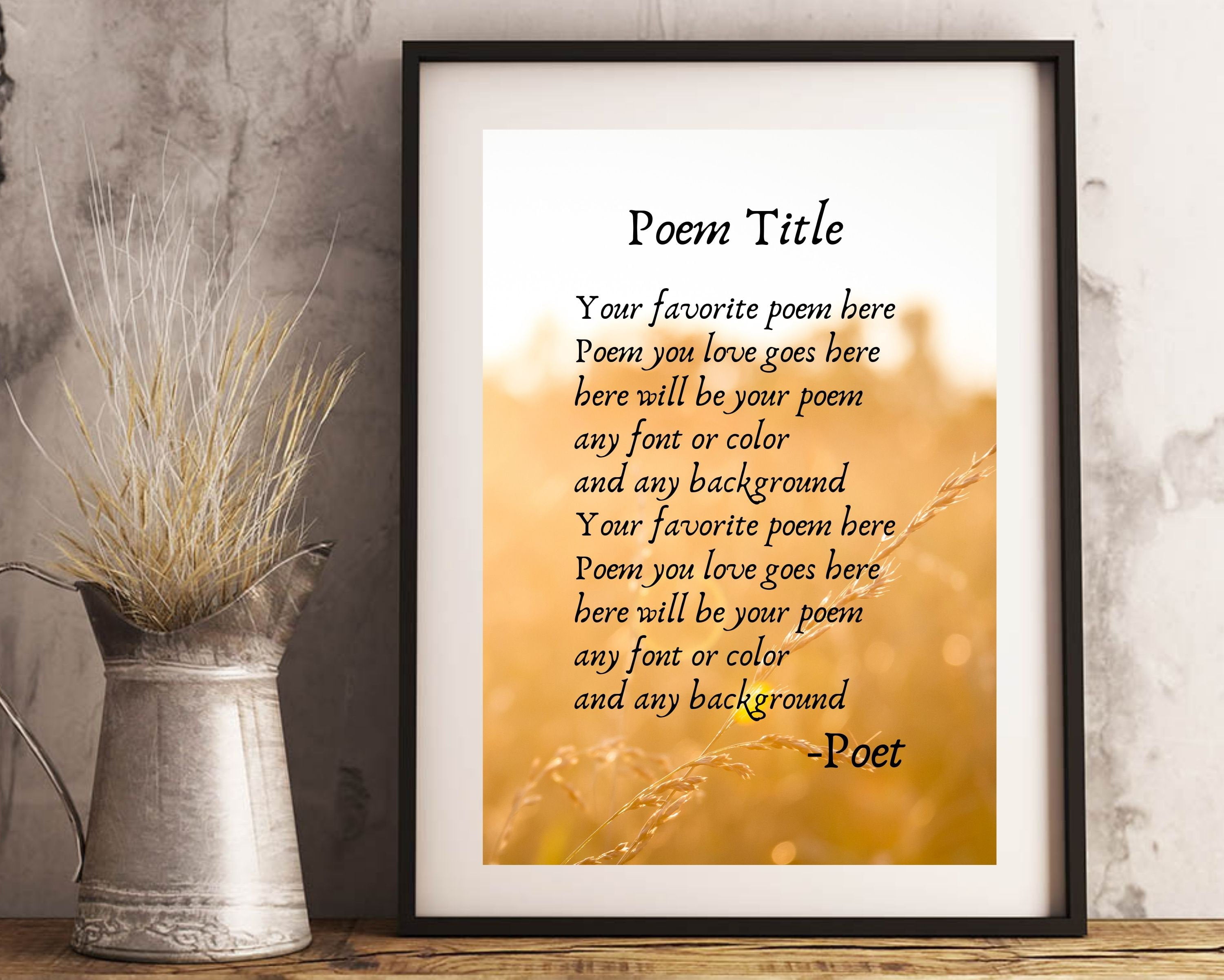 Framed Poem Print Custom Custom Poem Printing Word art - Walmart.com
