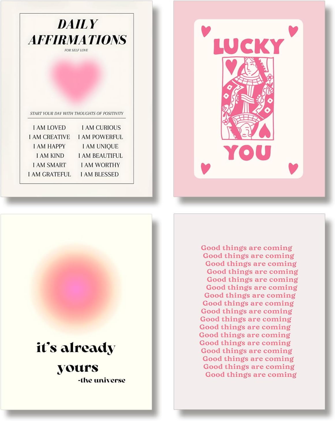 Framed Preppy Pink Aura Wall Art Daily Affirmations Posters Trendy Y2K ...