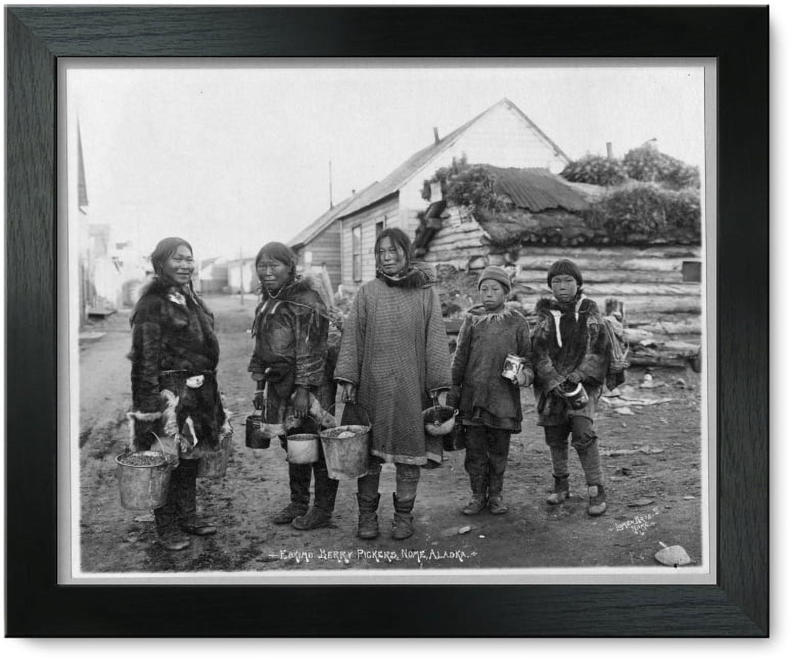 Framed Print: Eskimo Berry Pickers, circa 1900 - Walmart.com