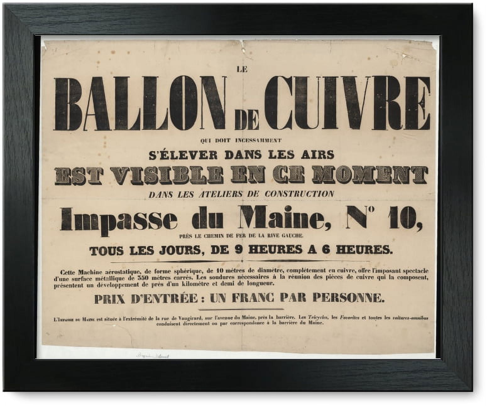 Framed Print: Le Ballon De Cuivre, Qui Doit Incessamment S'elever Dans ...