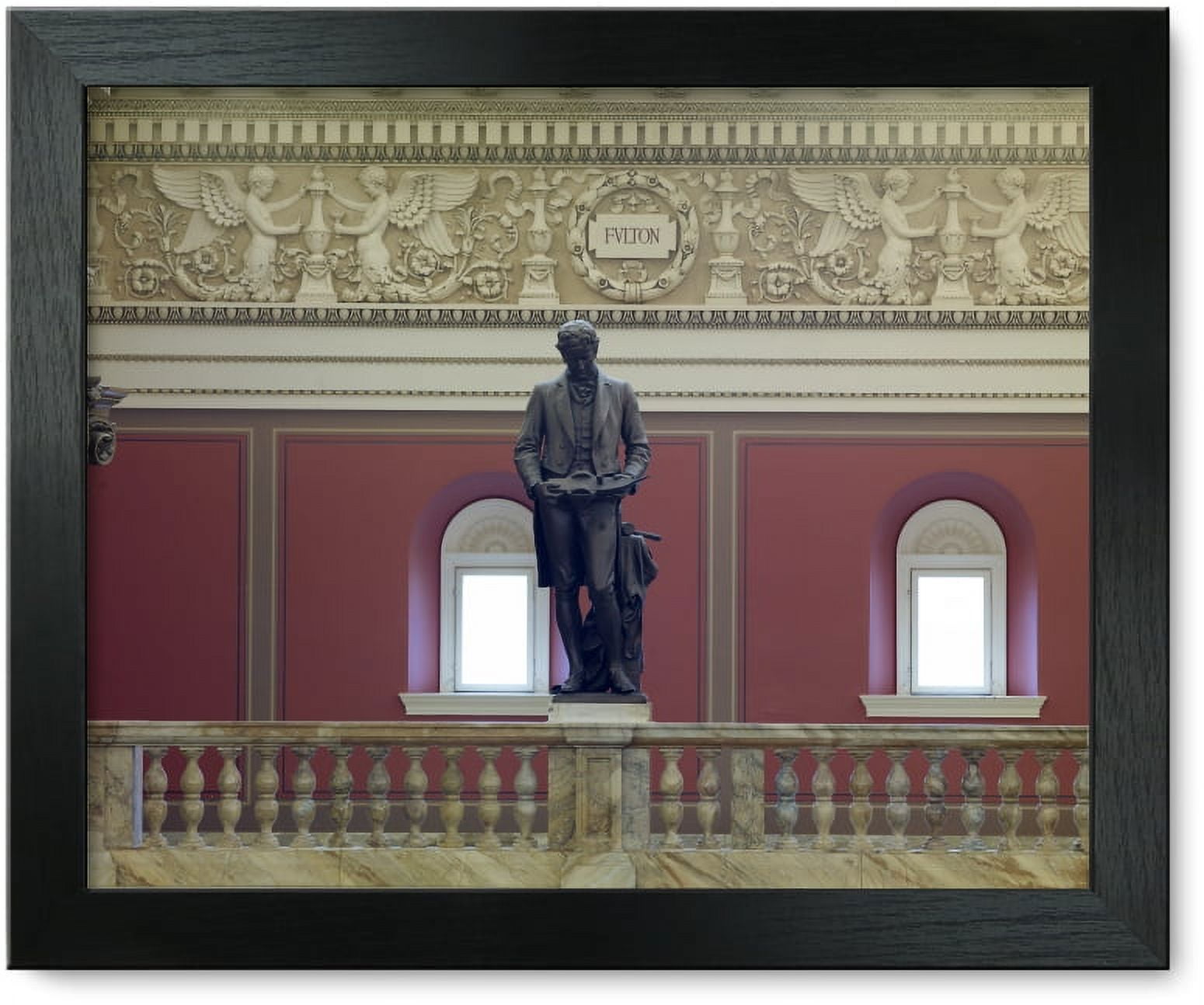 Framed Print: Main Reading Room. Portrait Statue Of Fulton Along The ...