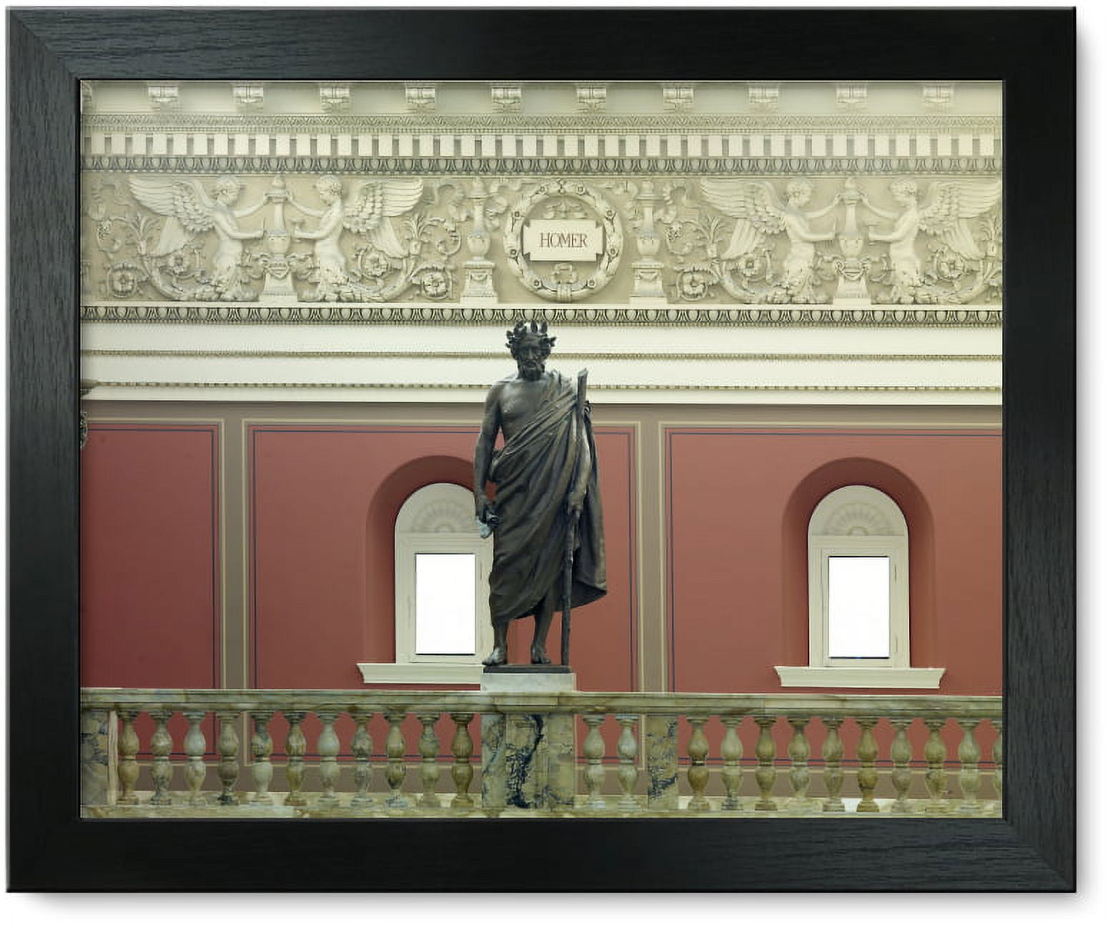 Framed Print: Main Reading Room. Portrait Statue Of Homer Along The ...
