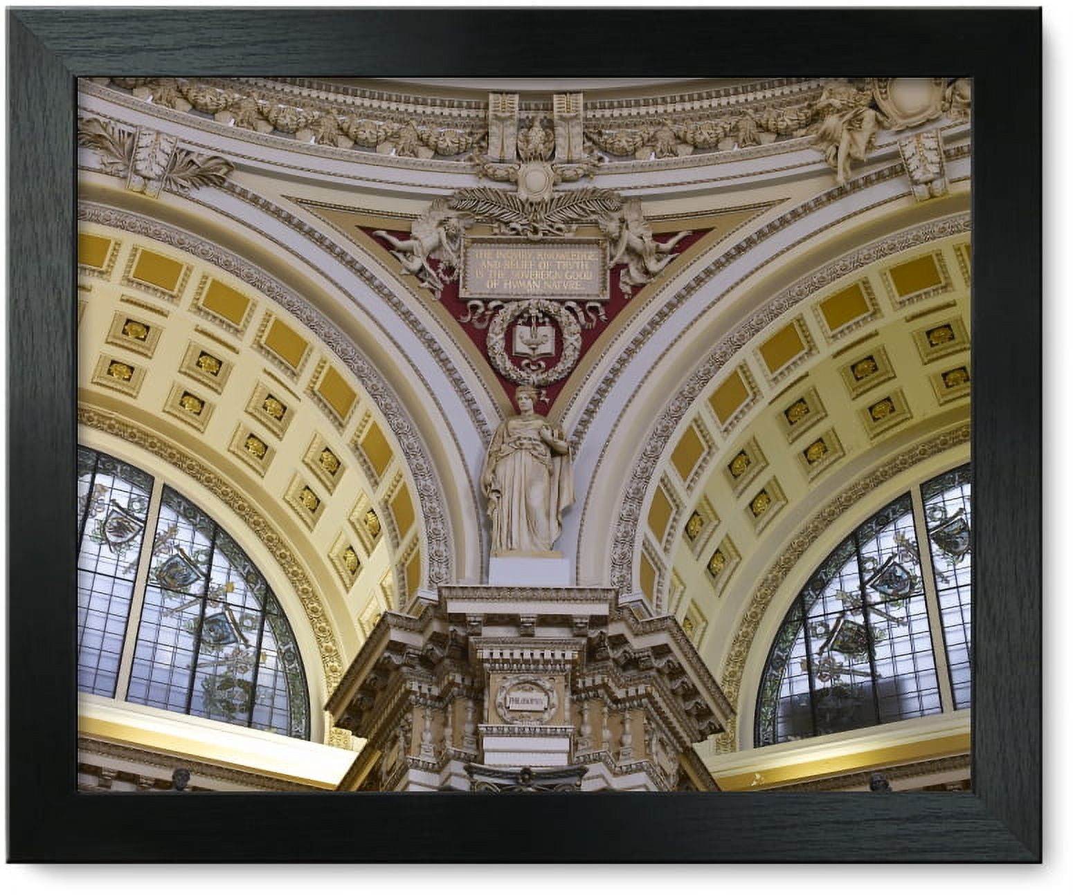 Framed Print: Main Reading Room. View Of Statue Of Philosophy By Bela ...