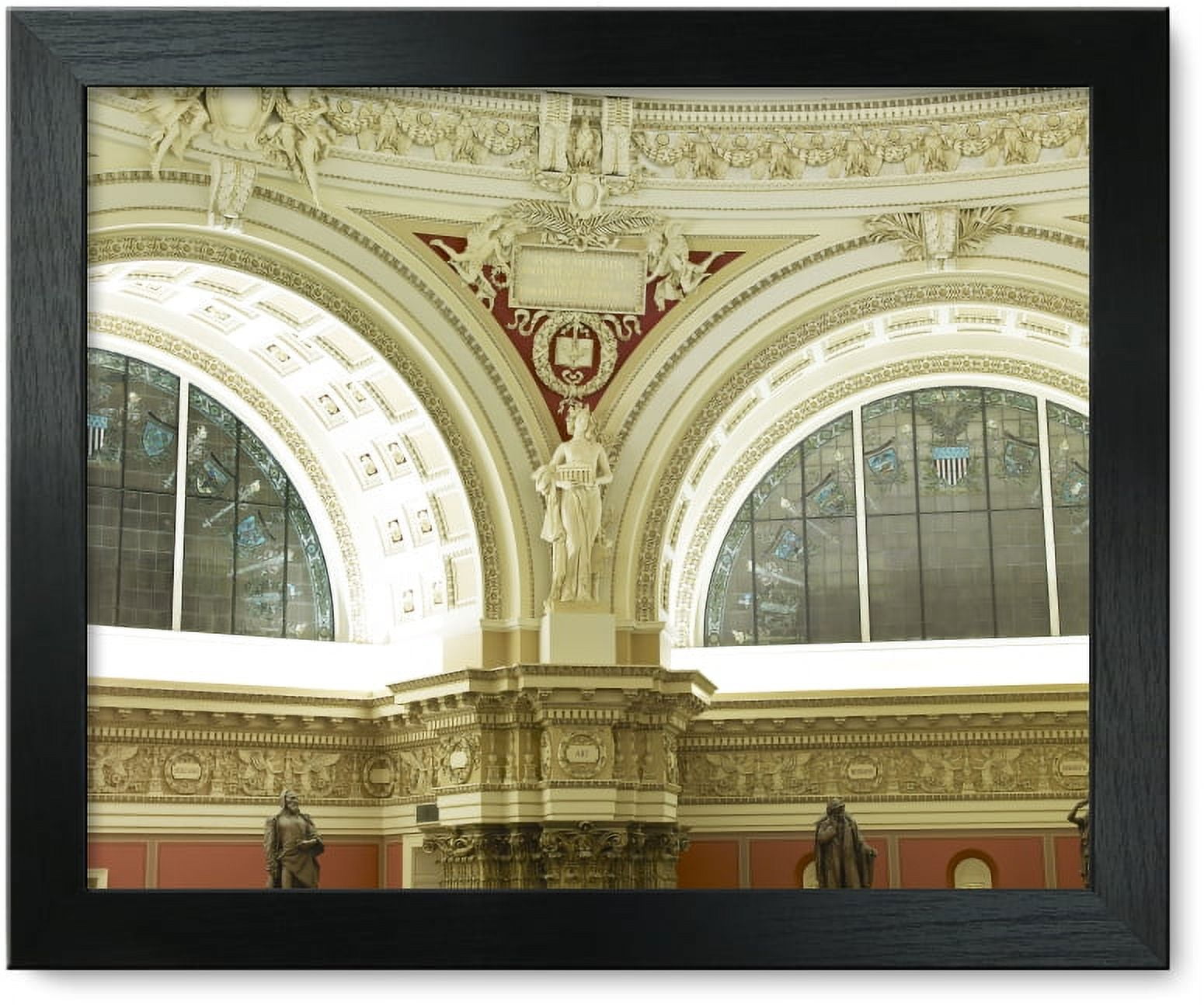 Framed Print: Main Reading Room. View Of Statue Representing Art, By ...