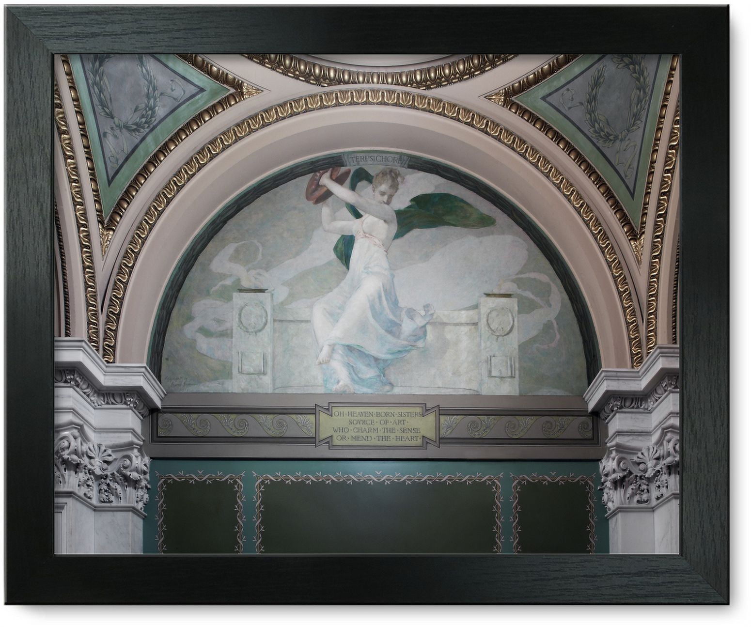 Framed Print: Northwest Corridor, First Floor. Mural Depicting The Muse ...