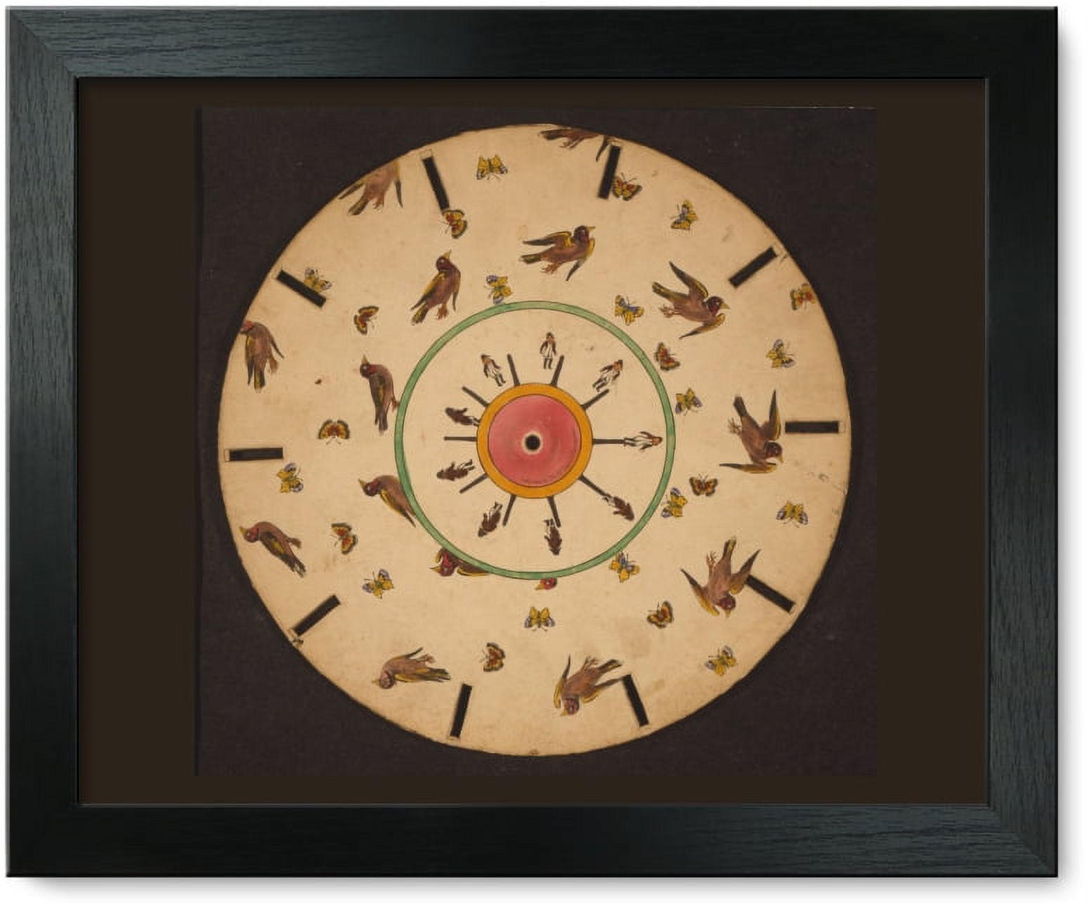 Framed Print: Optical Illusion Disc With Birds, Butterflies, And A Man ...