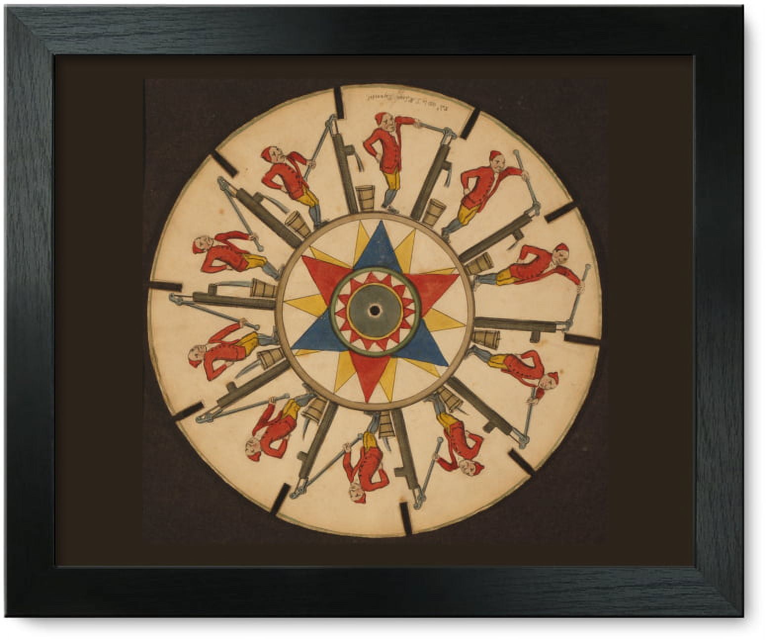 Framed Print: Optical Illusion Disc With Man Pumping Water, 1833 ...