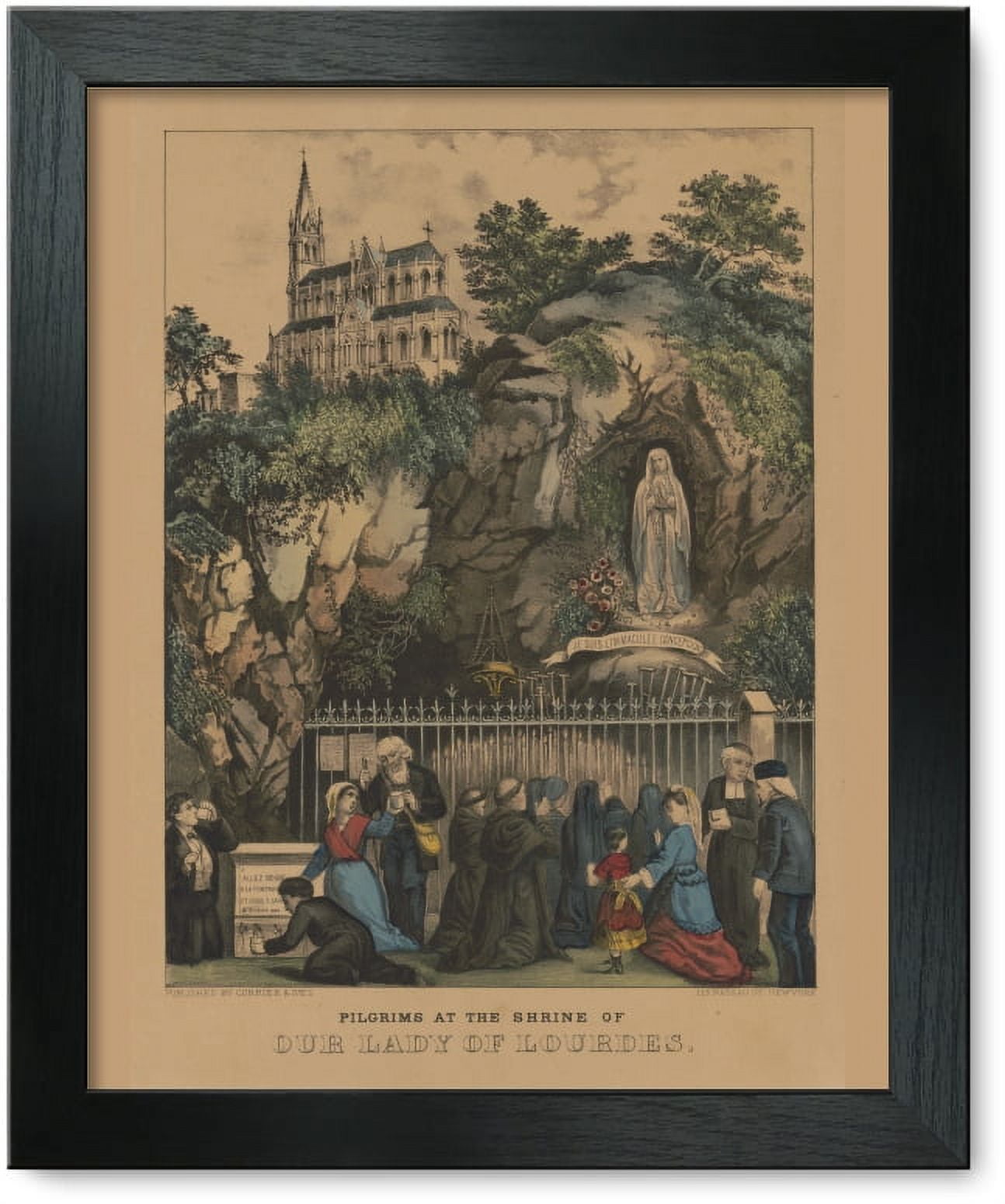Framed Print: Pilgrims At The Shrine Of Our Lady Of Lourdes, circa 1856 ...