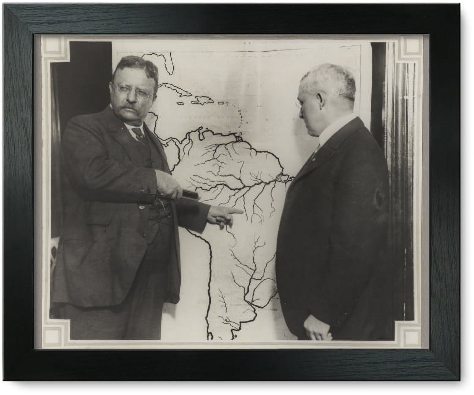 Framed Print: President Roosevelt Pointing At A Map Of South America ...