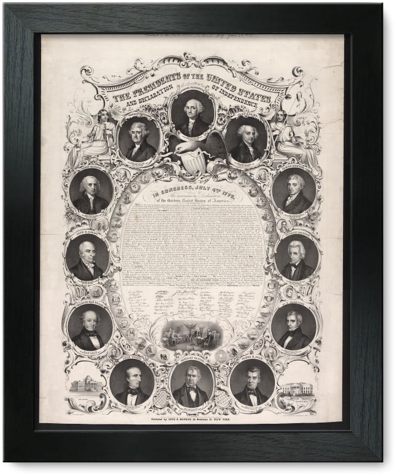 Framed Print: The Presidents Of The United States And Declaration Of ...