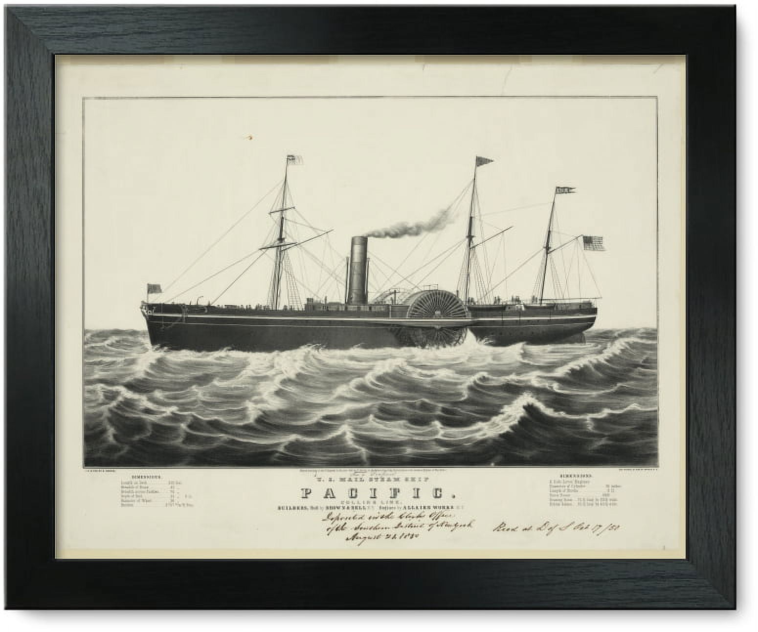 Framed Print: U.S. Mail Steam Ship Pacific: Collins Line, Builders ...