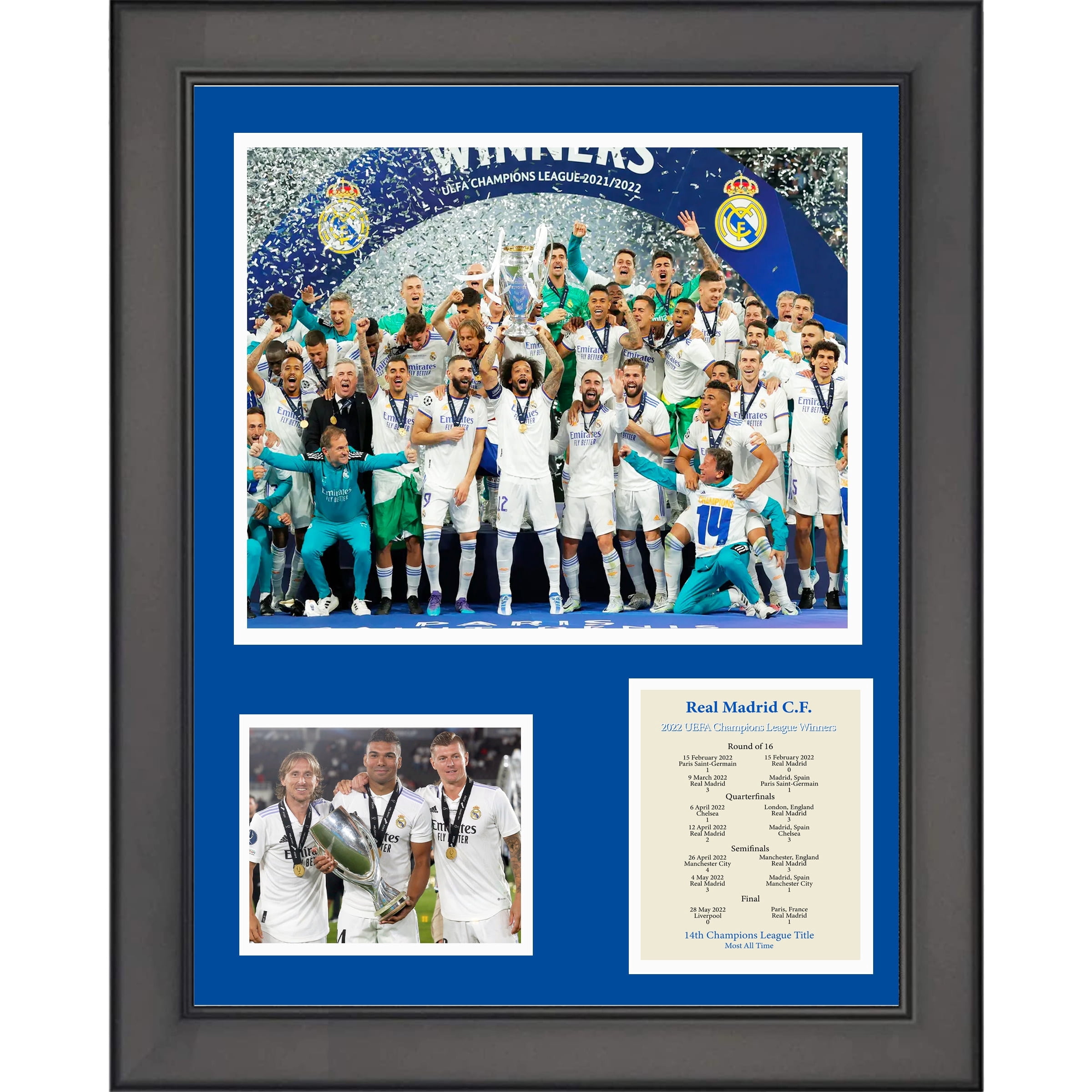 Framed Real Madrid CF 2021-2022 UEFA Champions League Winner 11"x14 ...