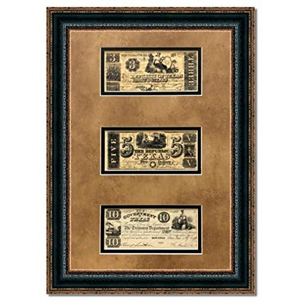 Framed Wall Home Decor: Republic of Texas Money II | Historic Currency ...