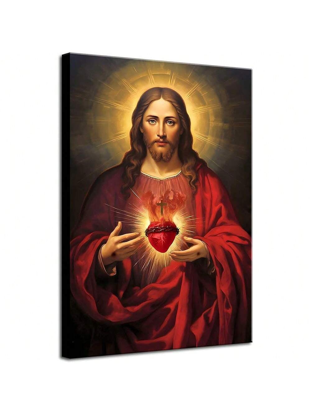 Framed Sacred Heart of Jesus Picture Canvas Wall Art Jesus Divine Mercy ...