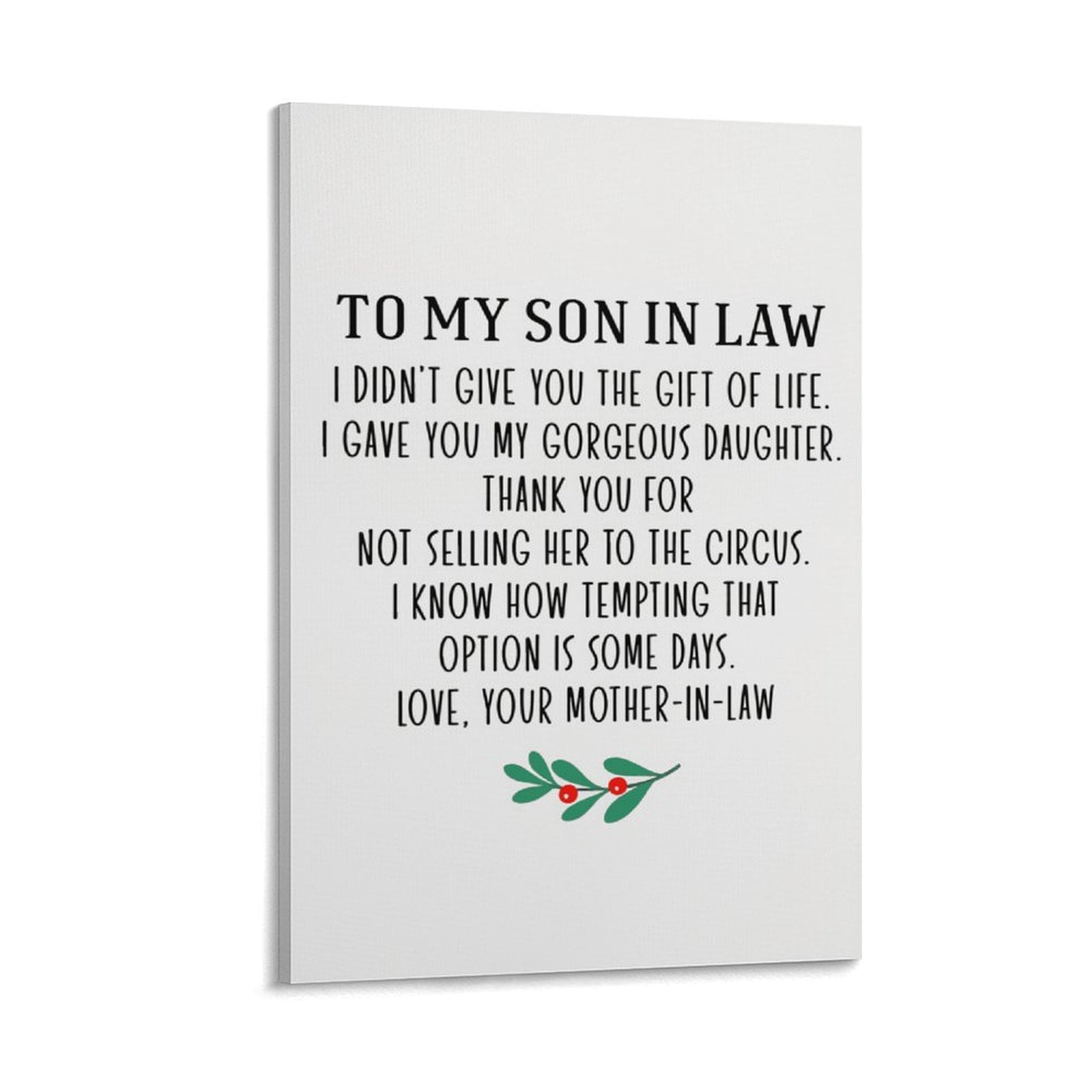 Framed To My Son in Law from Mother-in-Law, Son in Law Poster Canvas ...