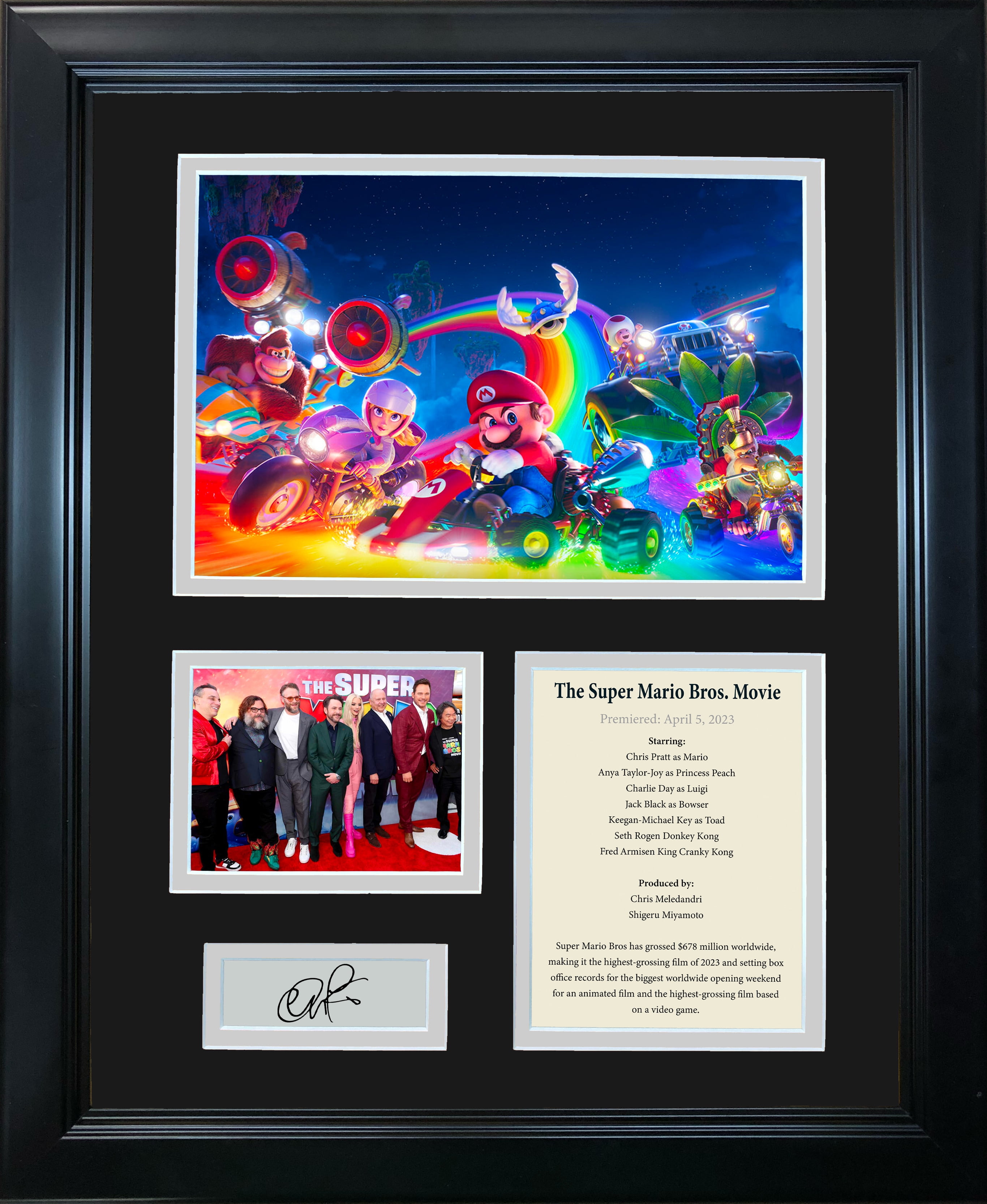 Framed Super Mario Bros Movie Chris Pratt Mario Facsimile Laser ...