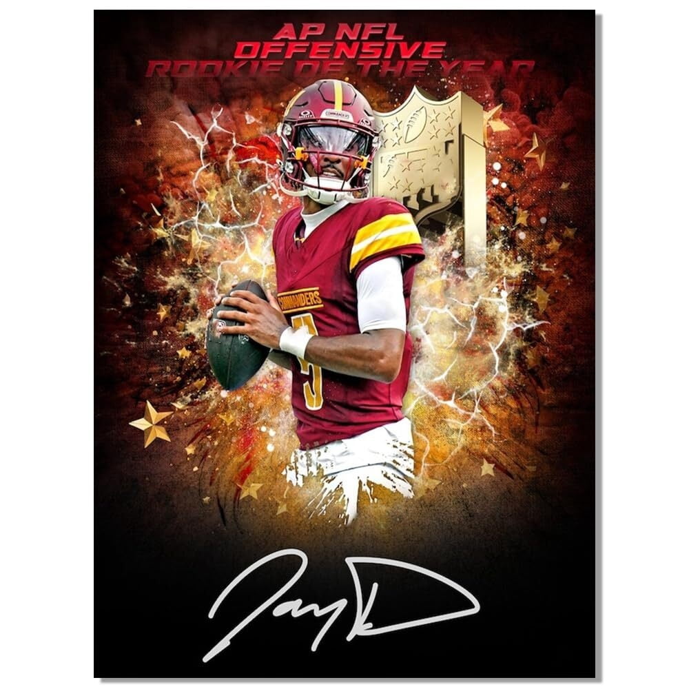 Framed Superstar Commanders Jayden Daniels Signed Poster For Kids Fans ...