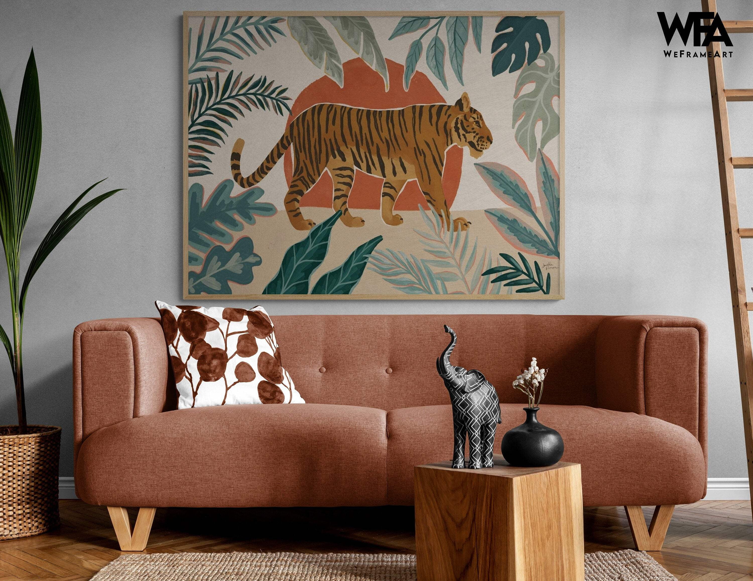 Framed Tiger Print, Jungle Wall Art Print, Nature Wall Decor, Tiger Painting Print, Tiger Wall ...