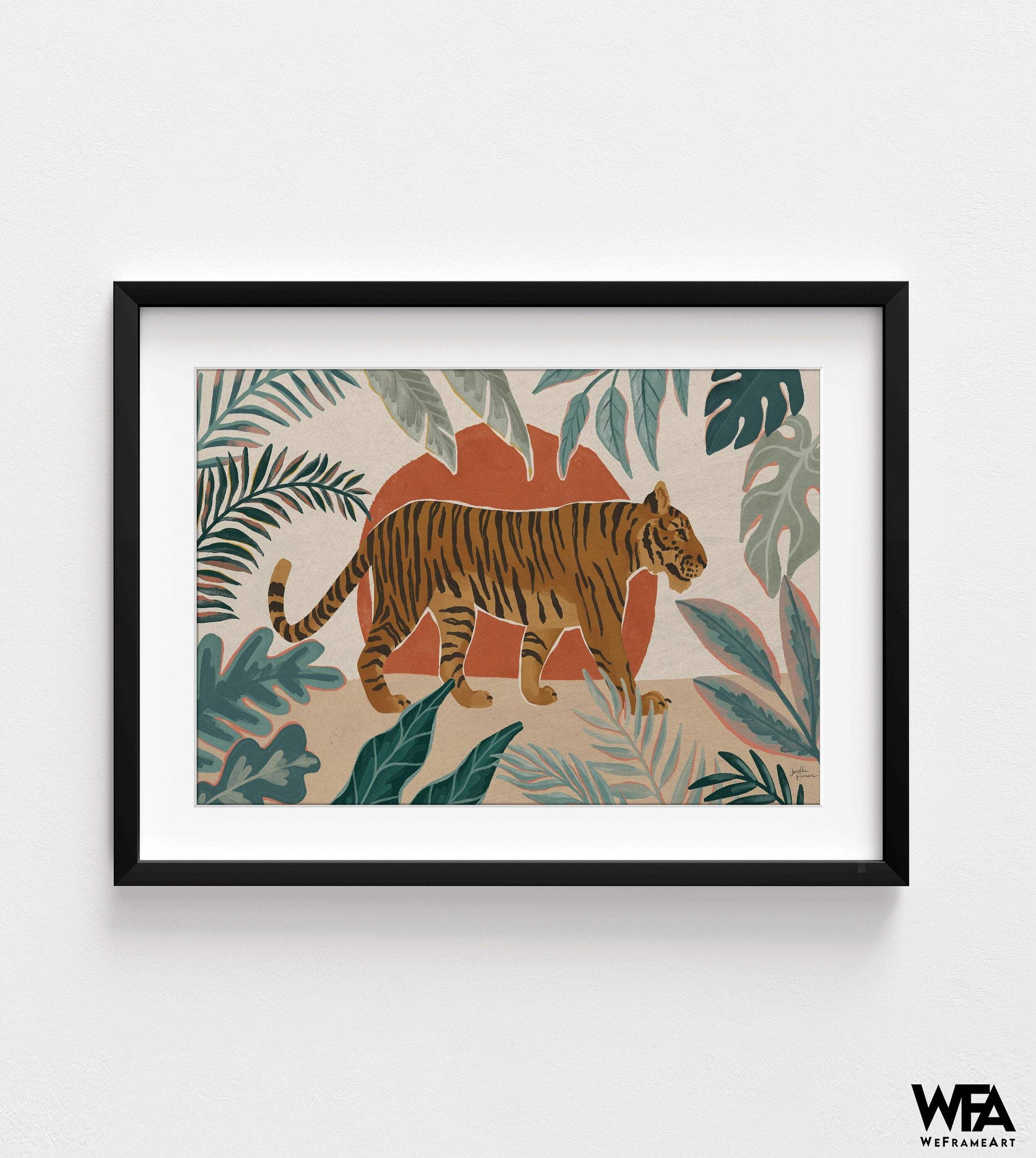 Framed Tiger Print, Jungle Wall Art Print, Nature Wall Decor, Tiger Painting Print, Tiger Wall ...
