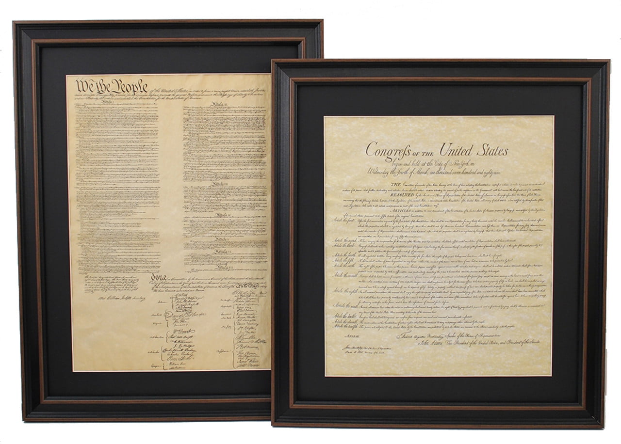 Framed United States Constitution & Bill of Rights Set. Replica Prints ...