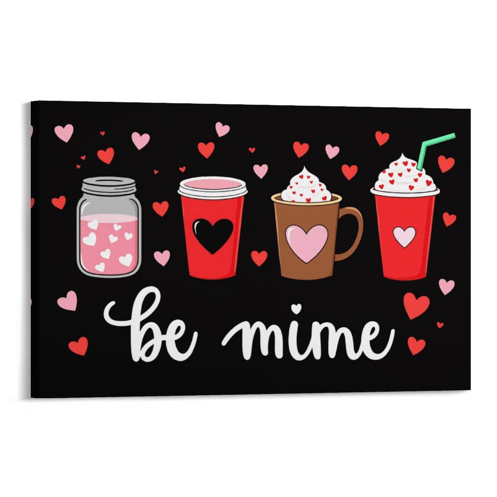 Framed Valentine's Day Canvas Poster,Adorable Be Mine Valentine's Day ...