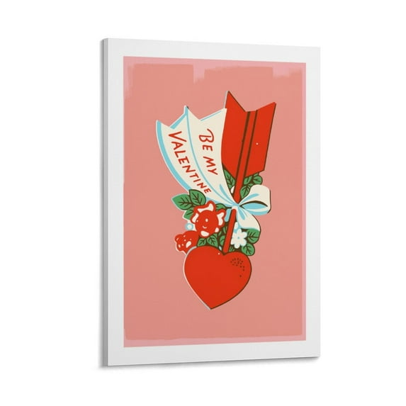 Framed Valentine's Day Canvas Poster,Be My Valentine Heart & Arrow Art ...