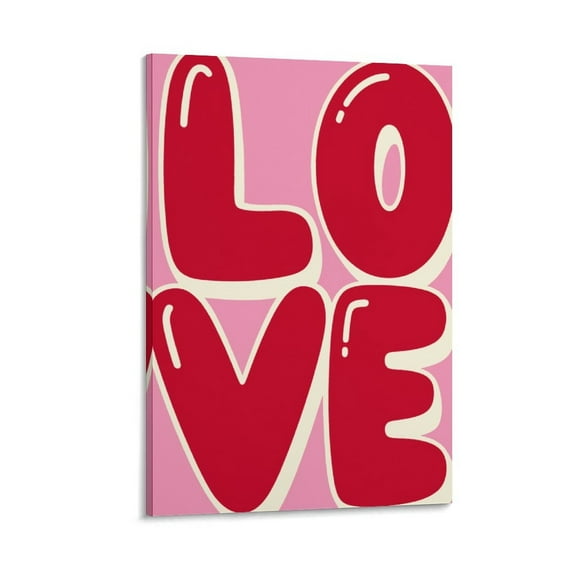 Framed Valentine's Day Canvas Poster,Bubble LOVE Print Funky Valentine ...