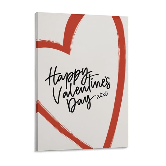 Framed Valentine's Day Canvas Poster,Happy Valentine’s Day Heart Art ...