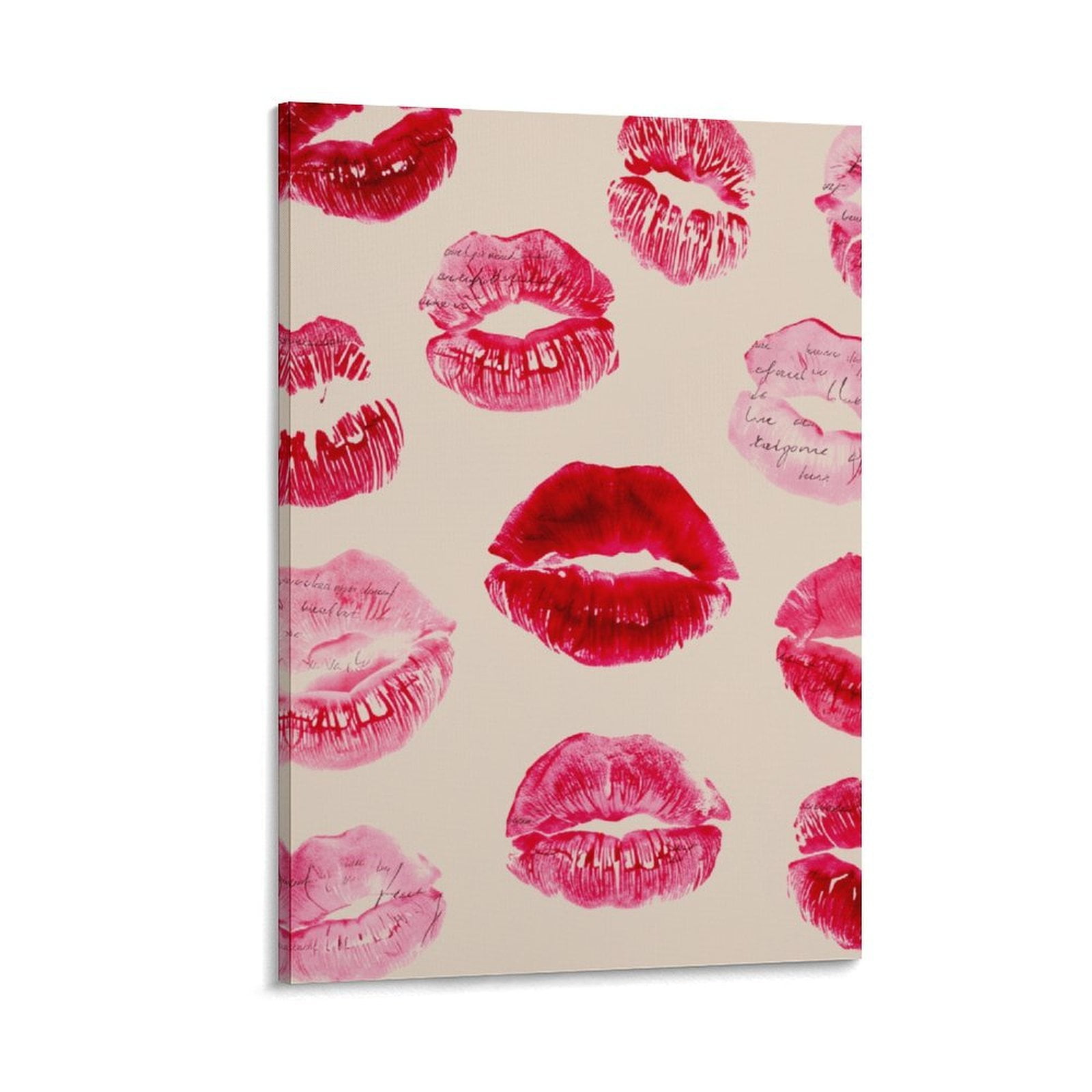 Framed Valentine's Day Canvas Poster,Preppy Kiss Poster – Retro Red ...