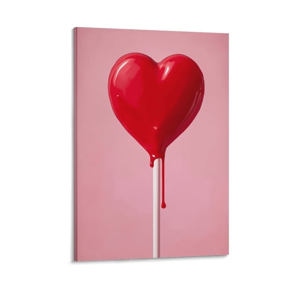 Framed Valentine's Day Canvas Poster,Red Heart Lollipop Wall Art Print ...