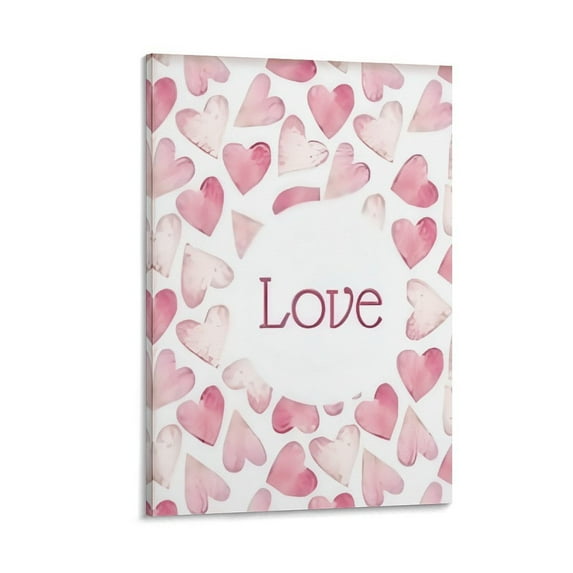 Framed Valentine's Day Wall Art Prints Pink Heart Love Canvas Posters ...