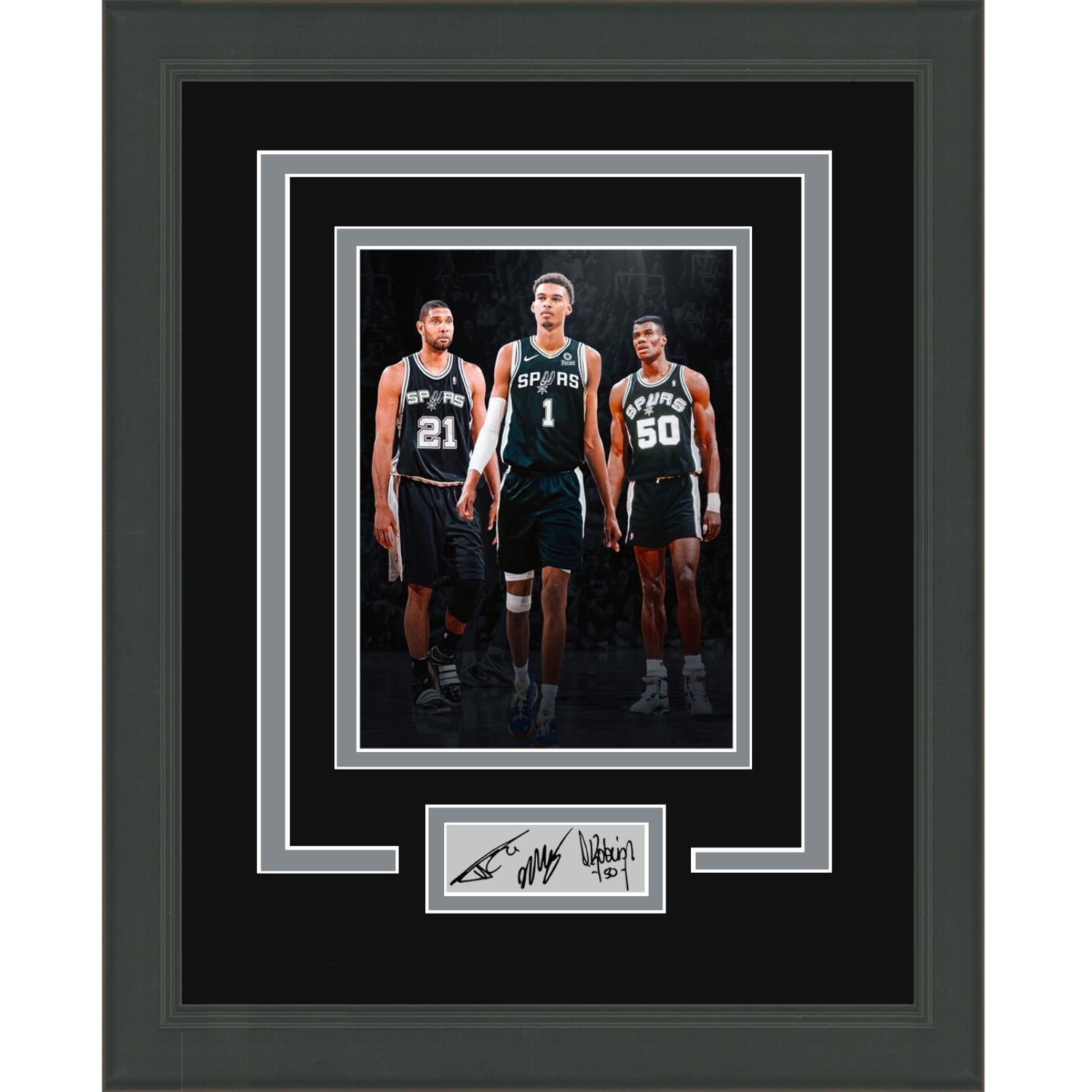 Framed Victor Wembanyama Tim Duncan & David Robinson Facsimile Laser ...