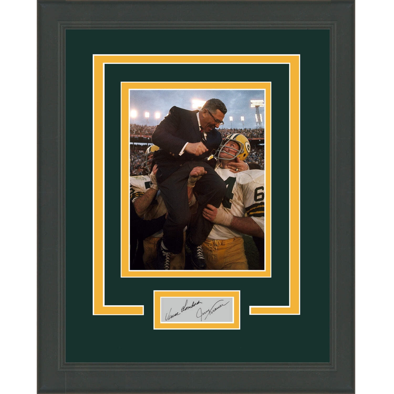 Framed Vince Lombardi and Jerry Kramer Facsimile Laser Engraved ...
