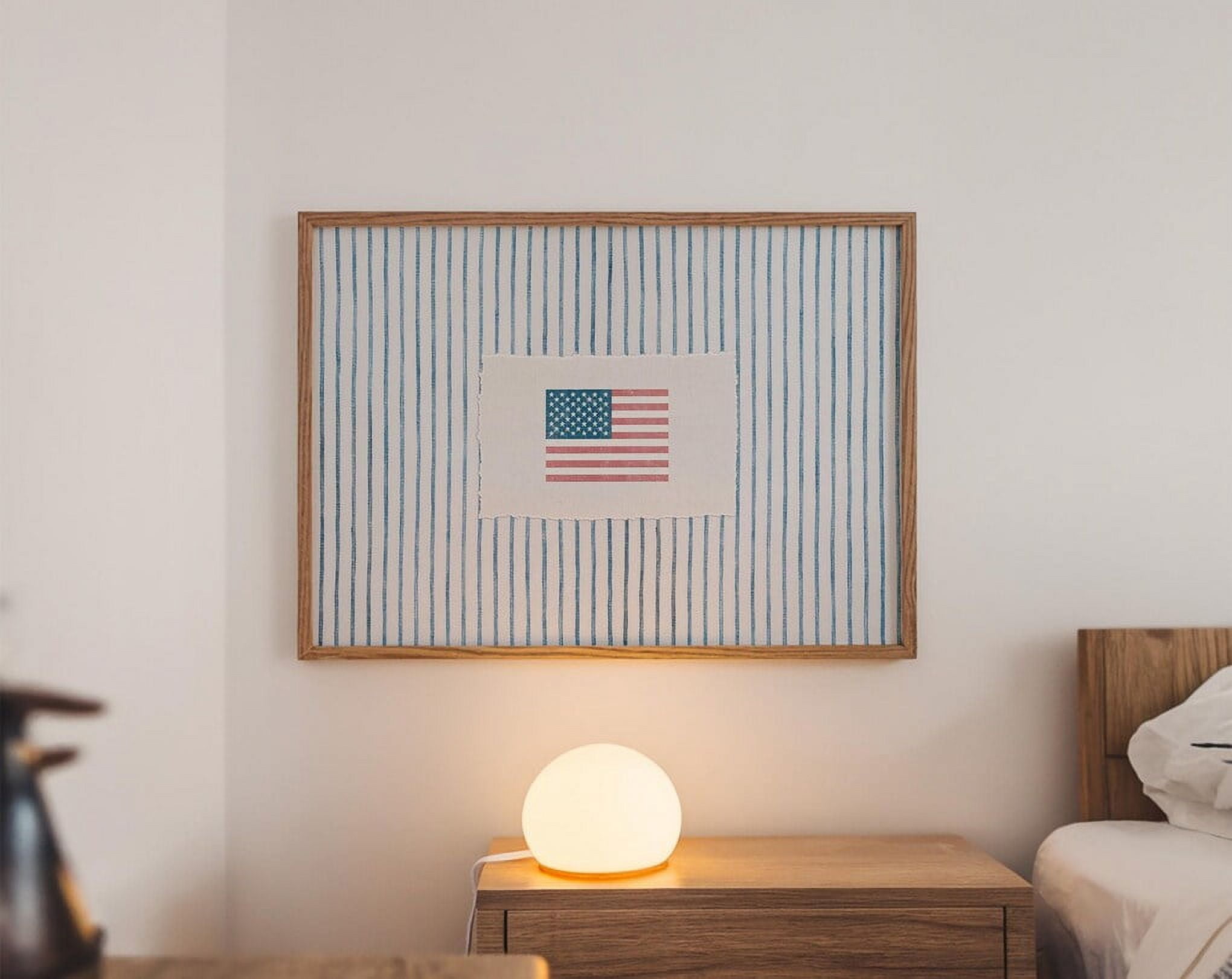 Framed Vintage Stripes American Flag Print, Coastal Retro Western Decor ...