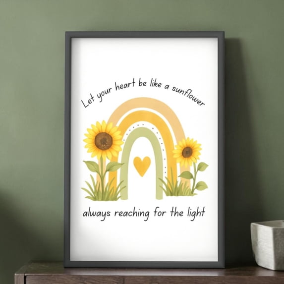 Framed Wall Art, Let Your Heart Be Like A Sunflower Wall Art, Sunflower ...